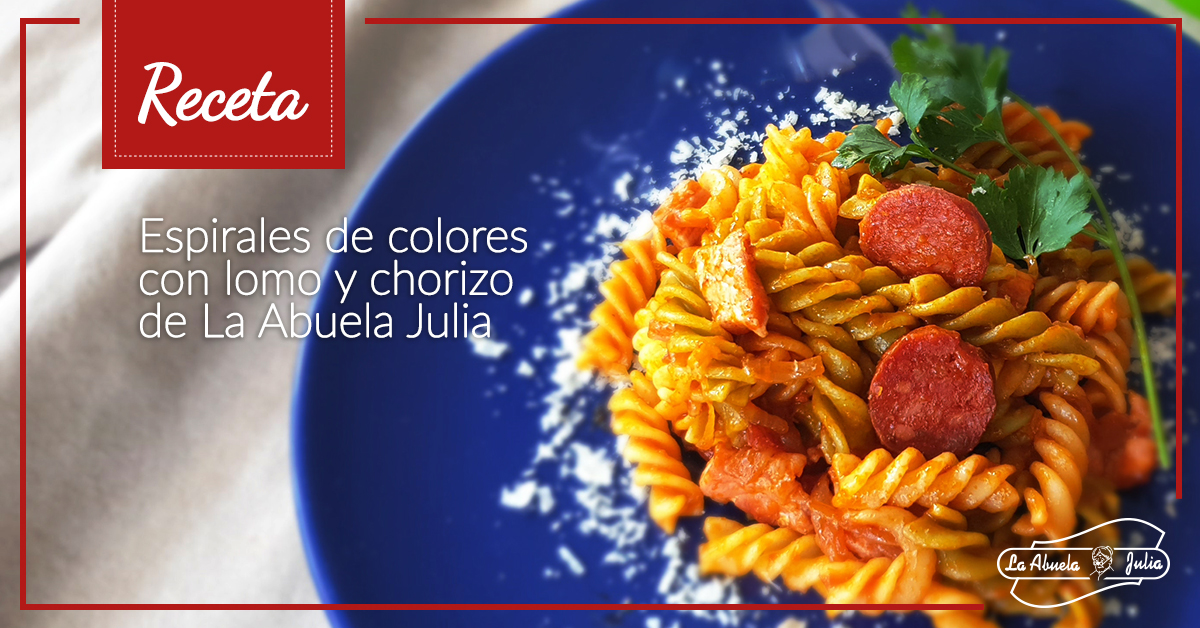 Nuestra receta de hoy son Espirales de colores con lomo y chorizo